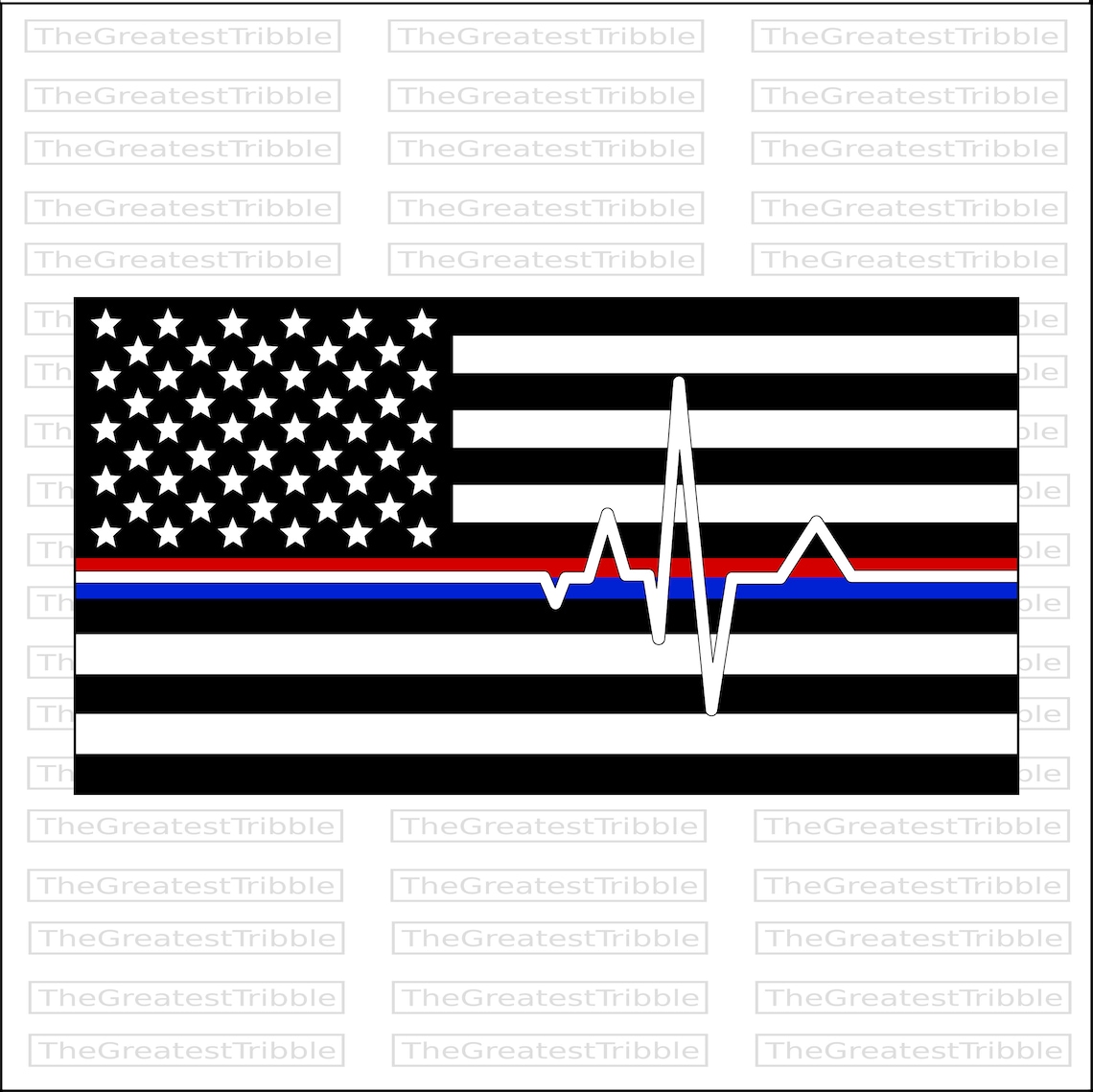 Thin Blue Line EKG Flag Thin Red Line USA Flag American Flag | Etsy