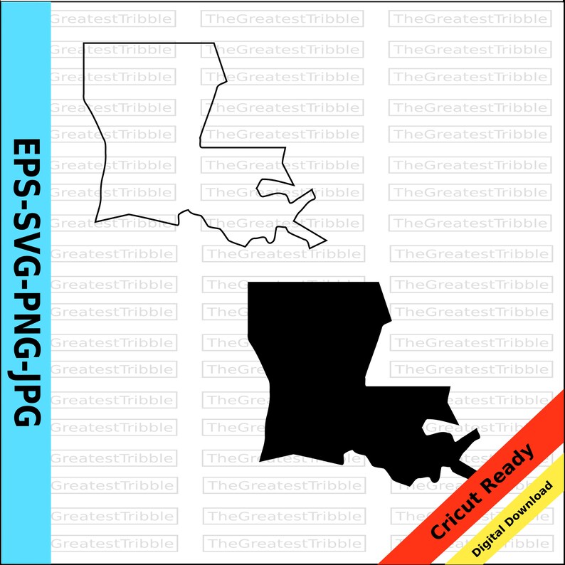 Louisiana State Map svg png jpg eps Vector Graphic Clip Art | Etsy