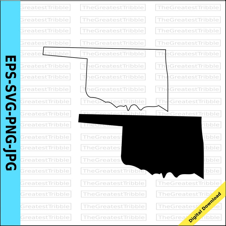 Oklahoma State Map svg png jpg eps Vector Graphic Clip Art | Etsy