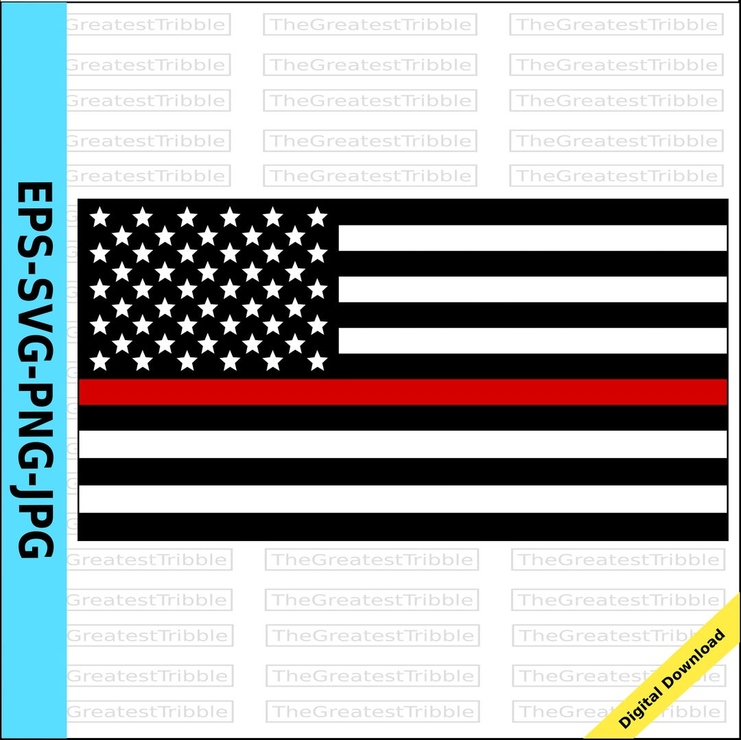 Thin Red Line United States Flag Eps Svg Png Jpg Vector Graphic Clip ...