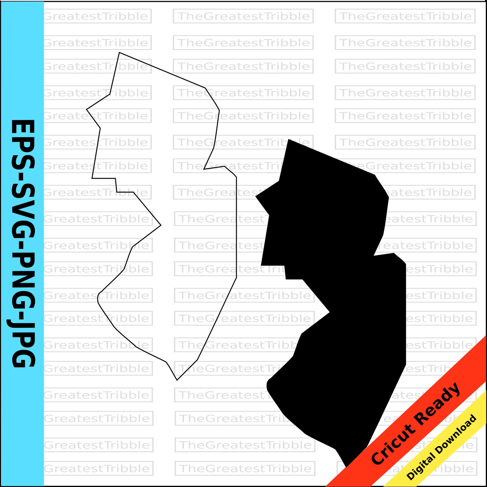 New Jersey State Map Svg Png Jpg Eps Vector Graphic Clip Art - Etsy