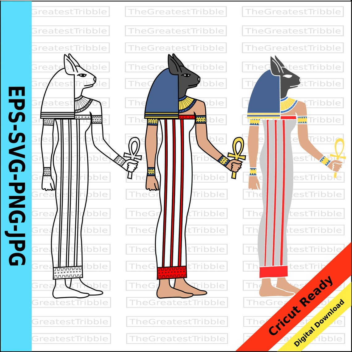 Bastet Egyptian God Clip Art Svg Png Jpg Eps Ancient Egyptian Bastet ...