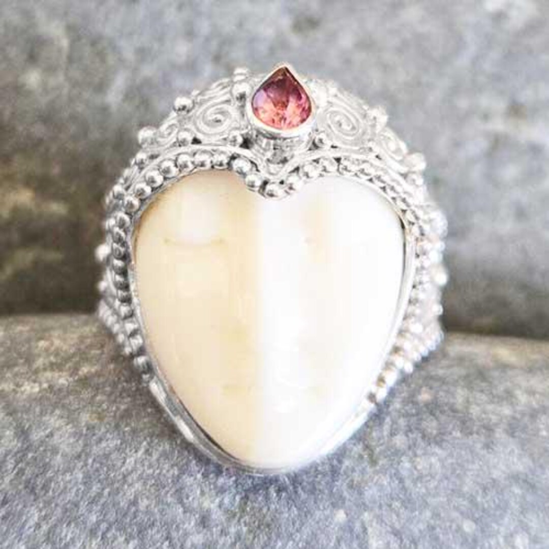 Offerings Sajen 925 Sterling Silver Goddess Ring With Pink Tourmaline ...