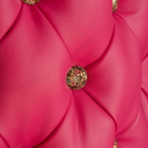 Hot Pink Faux Leather Circle Borne Settee Banquette Tufted With Gold ...