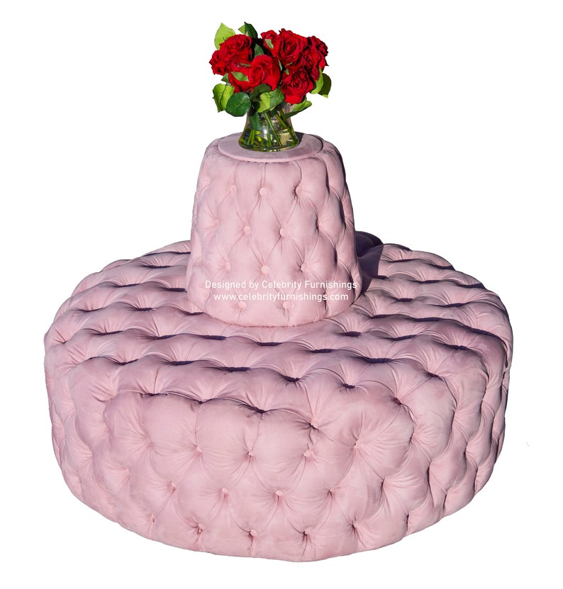 Velvet Fully Tufted Round Couch for Salon 44" Diameter Cone Removable ...