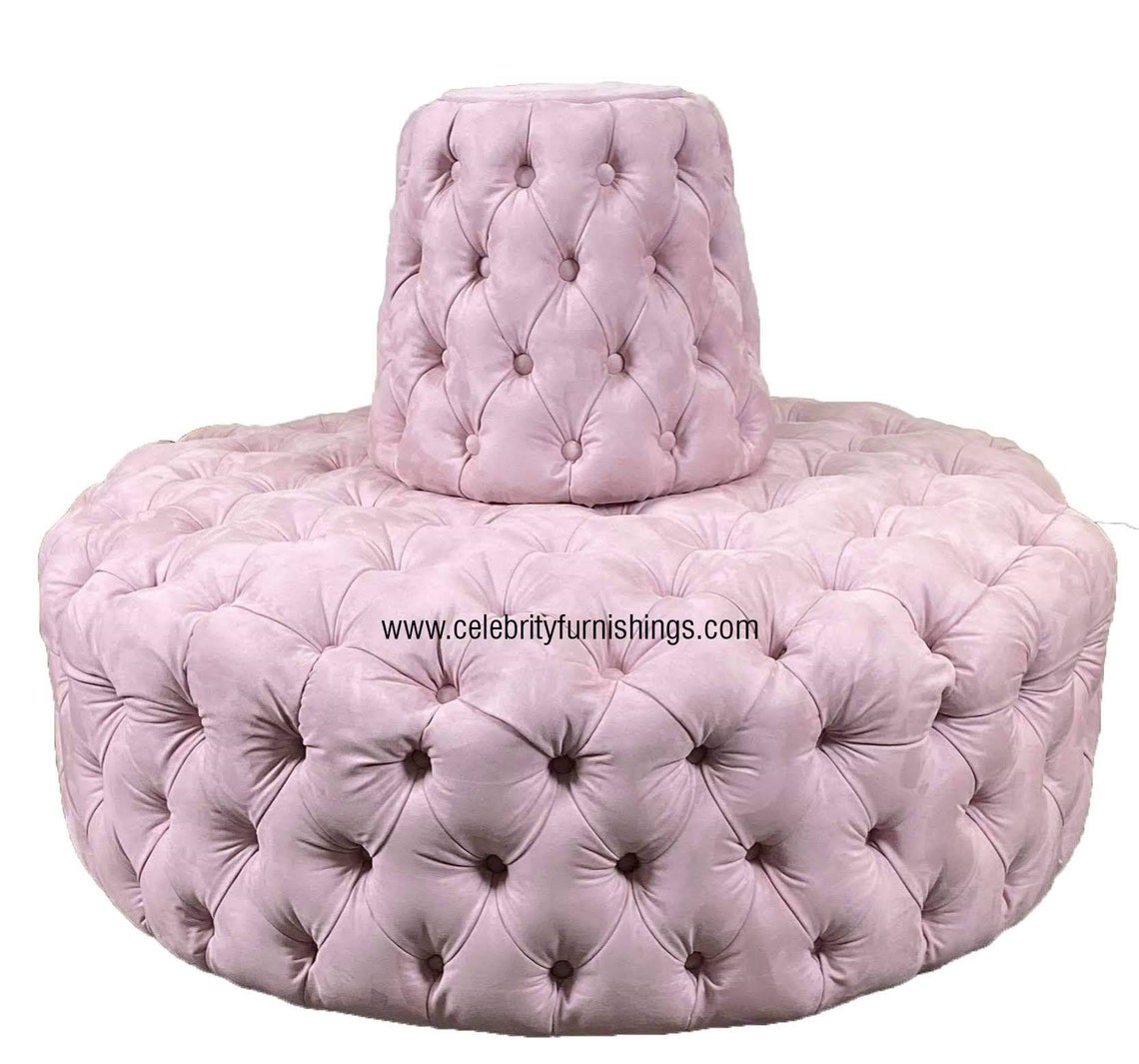Velvet Fully Tufted Round Couch for Salon 44 Diameter | Etsy