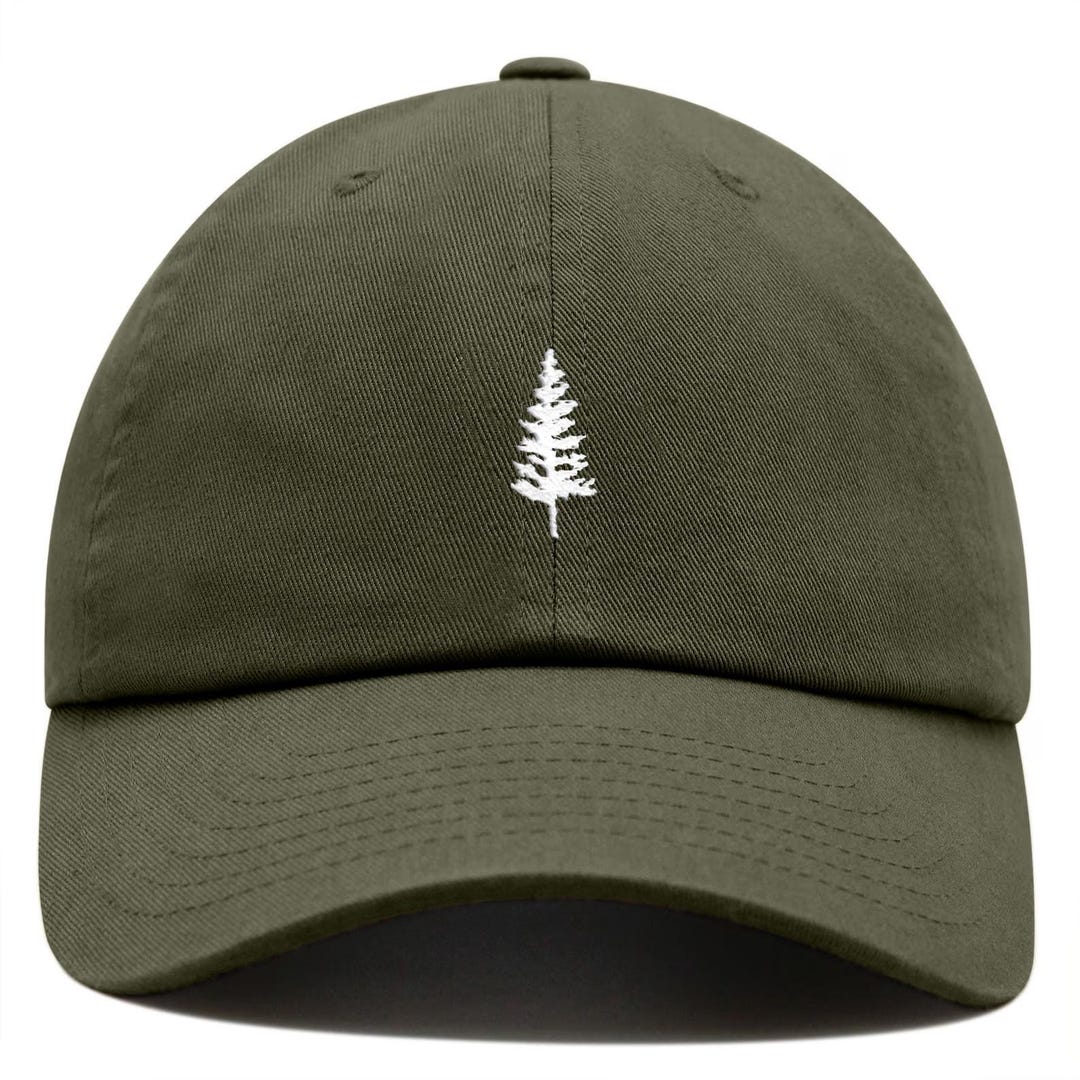 Pine Tree Embroidered Dad Hat | Forest Baseball Cap | Adjustable Cotton ...