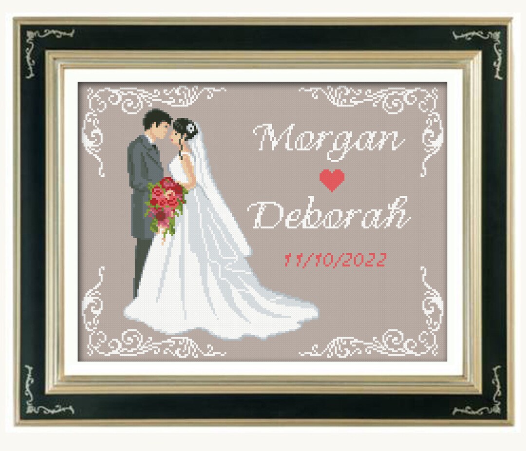 BUY 2 GET 1 FREE. Modern Cross Stitch Pattern Couple Personalized Cross ...