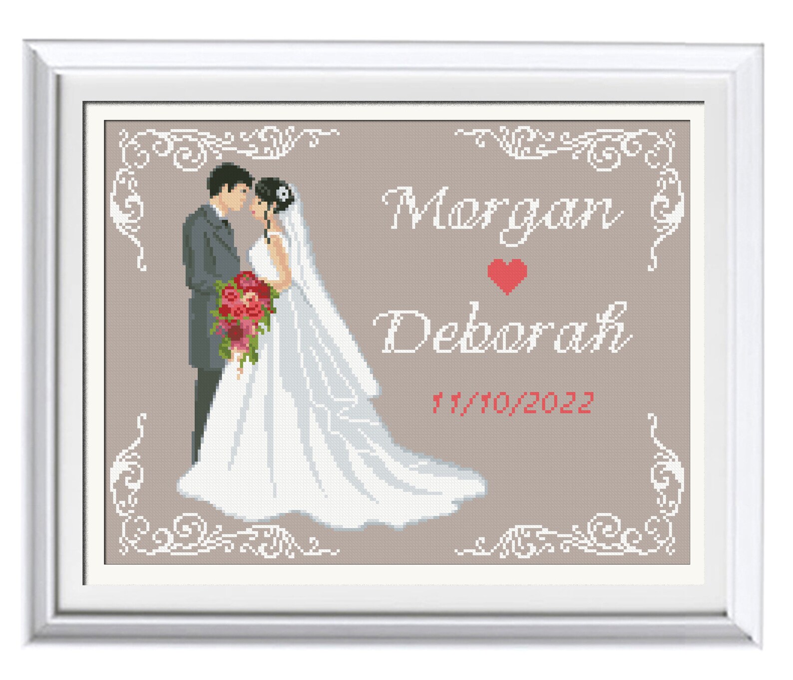 PDF Instant Download Modern Cross Stitch Pattern Couple Personalized ...