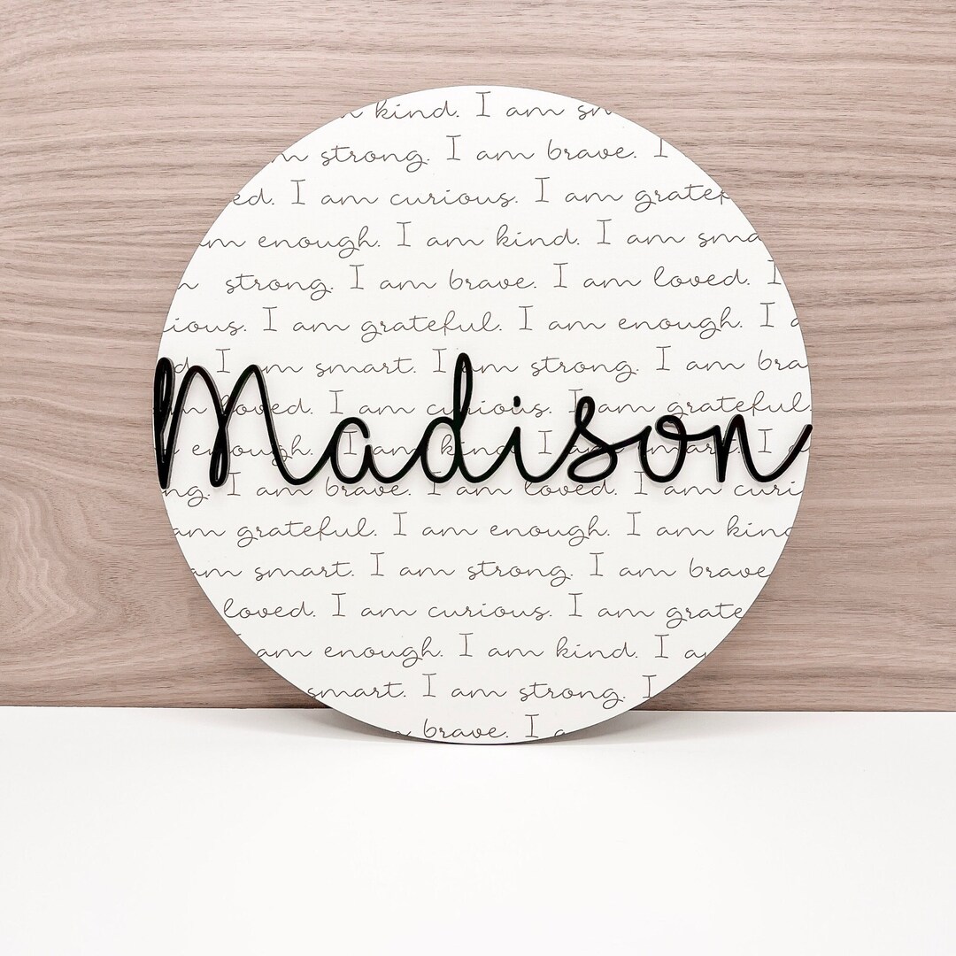 Personalized Round Daily Affirmations Sign, Affirmation Wall Decor ...