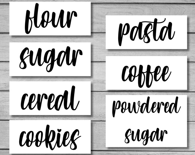 SET OF 5 Kitchen Food Labels Flour, Sugar, Powdered Sugar, Brown Sugar ...