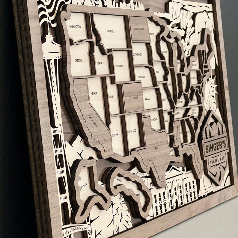 Custom Wooden USA Travel Map Personalized Family Road Trip - Etsy