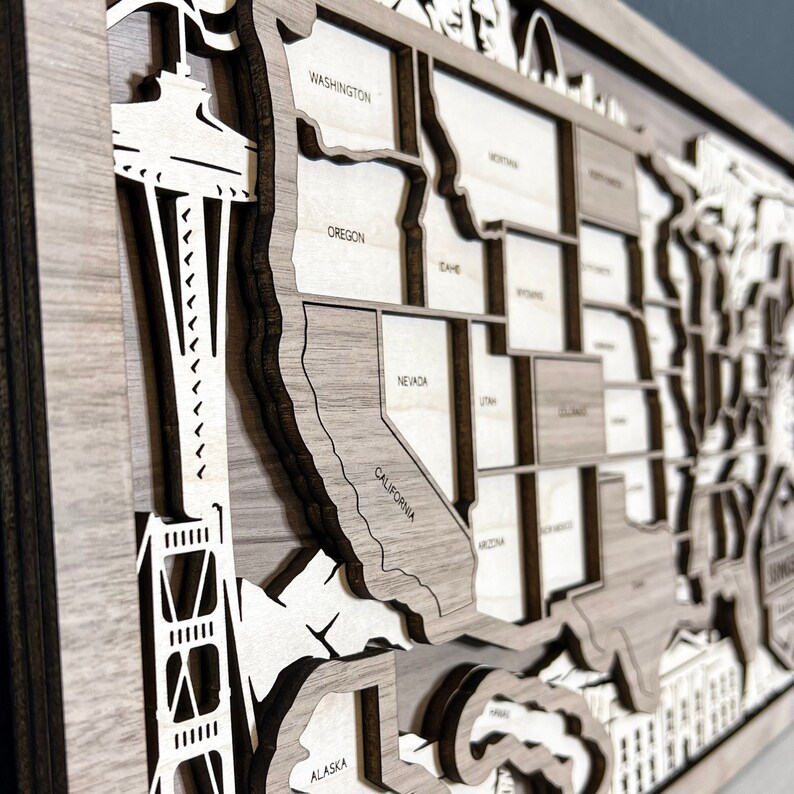 Custom Wooden USA Travel Map Personalized Family Road Trip - Etsy