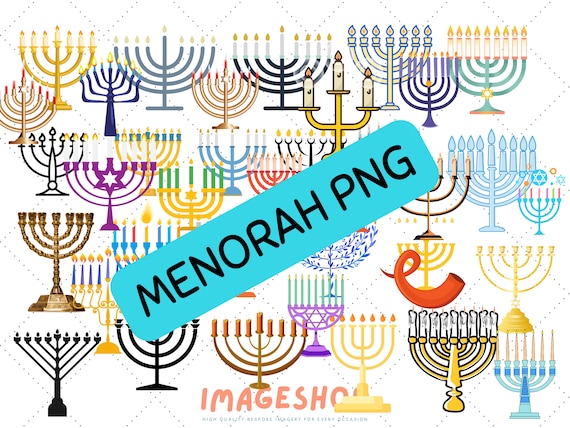Menorah Jewish Icons Clip Art Jewish PNG Hanukkah - Etsy