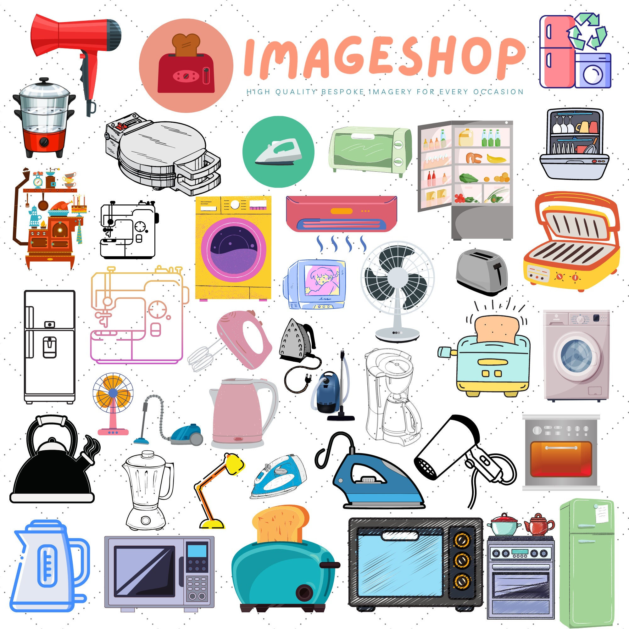 Household Appliances Clip Art, Downloadable Digital Images, Printable ...
