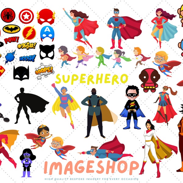 Superheroes Clip Art - Etsy