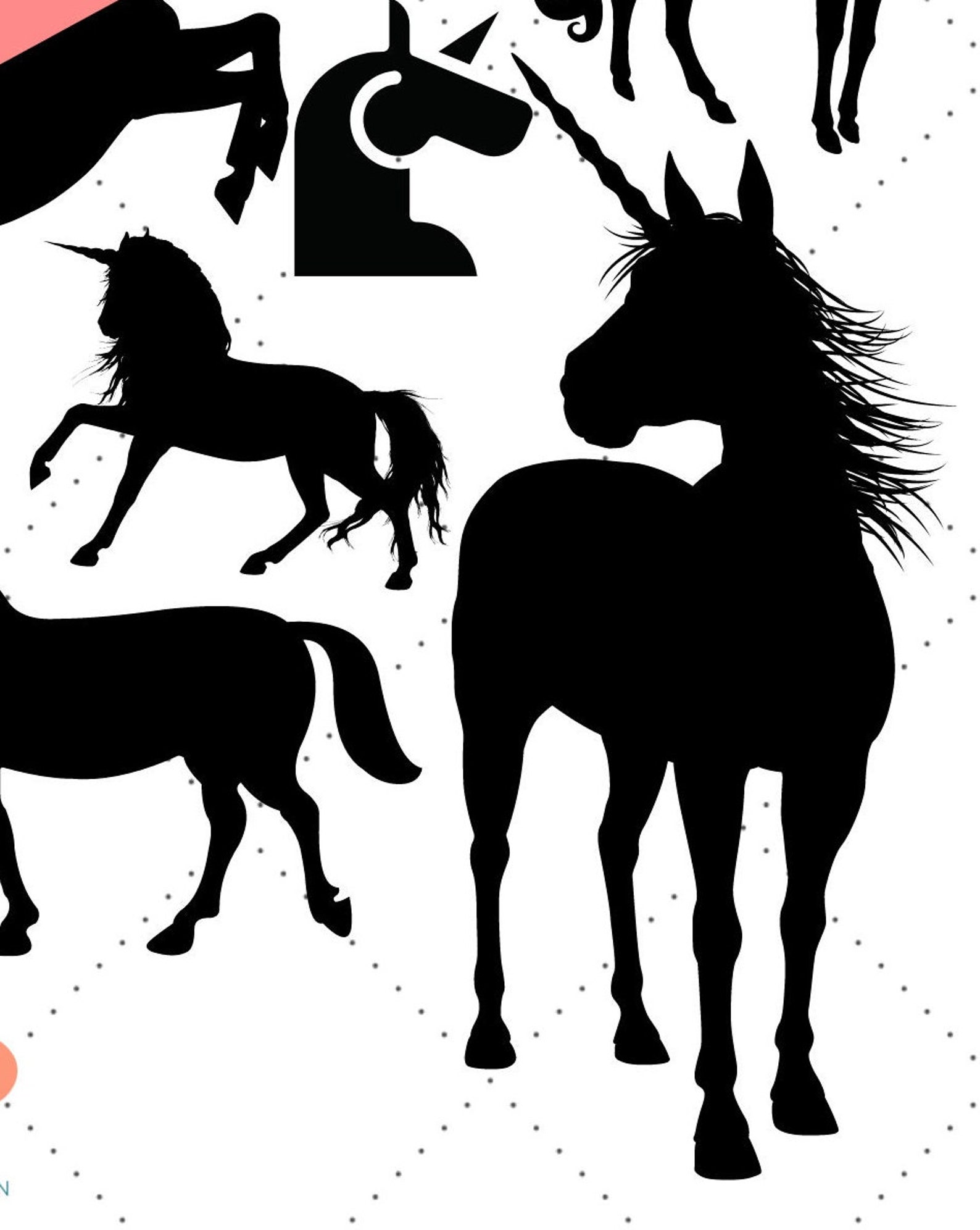 Unicorn Silhouette Black Line Svg Unicorn Png Clipart PDF, Unicorn ...
