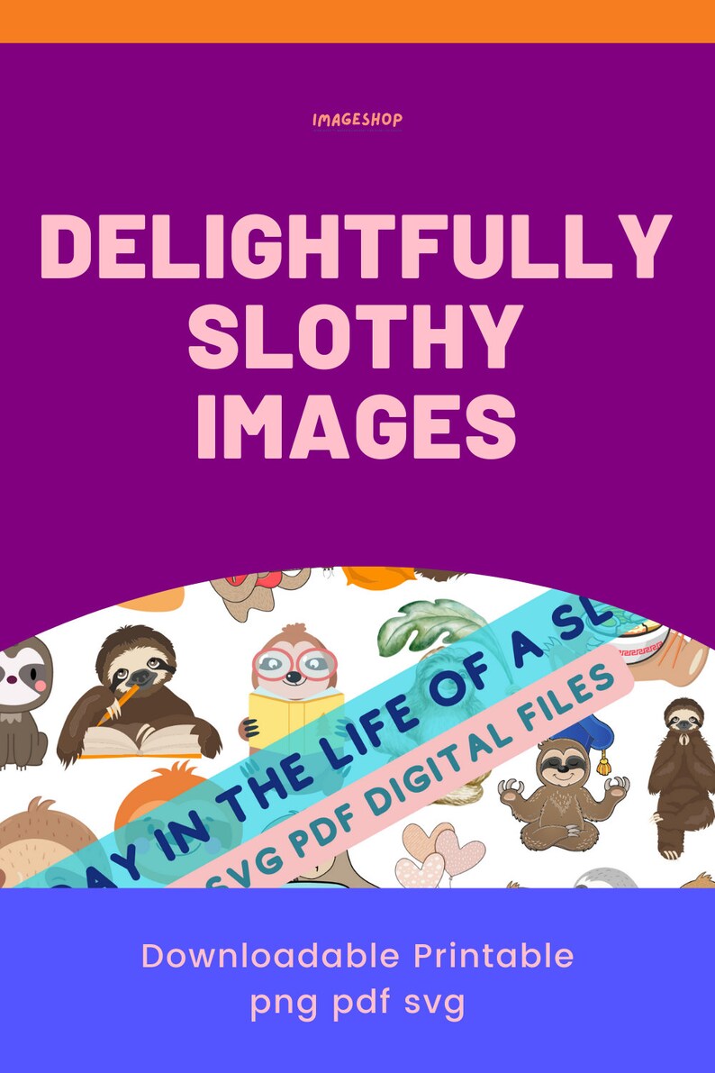 Delightfully Slothy Clipart Collection, Sloth SVG, PNG PDF ...