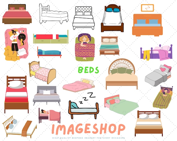 Bed Beds Clip Art Downloadable Digital Images Printable - Etsy