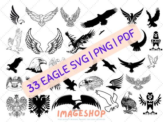 33 Eagle Svg Png Pdf File / Hand Drawn Eagles / Bird - Etsy