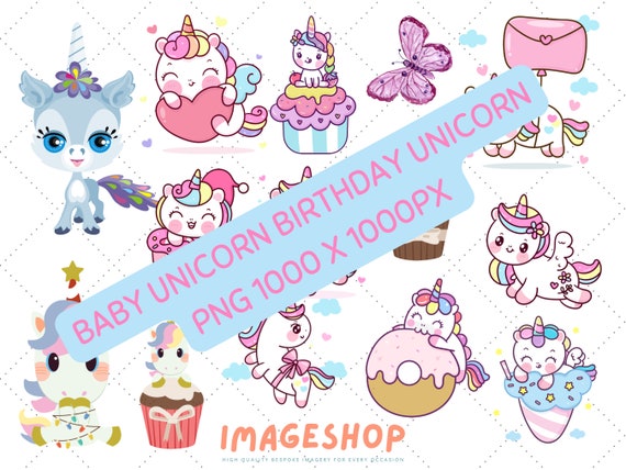 Baby Unicorn Clipart Collection Cute Baby Unicorn PNG - Etsy