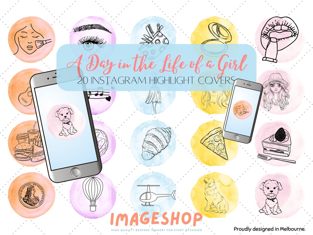 Watercolor Instagram Highlight Covers, Girl Life Story Icons (PNG, PDF ...