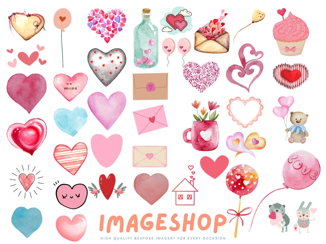 Hearts PNG Bundle, Hearts and Love Png Pdf Clipart Collection ...