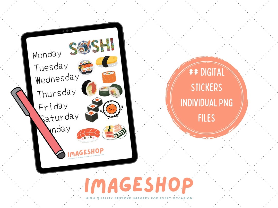 17 Sushi Days of the Week, Digital Sticker, Digital Download, Digital ...