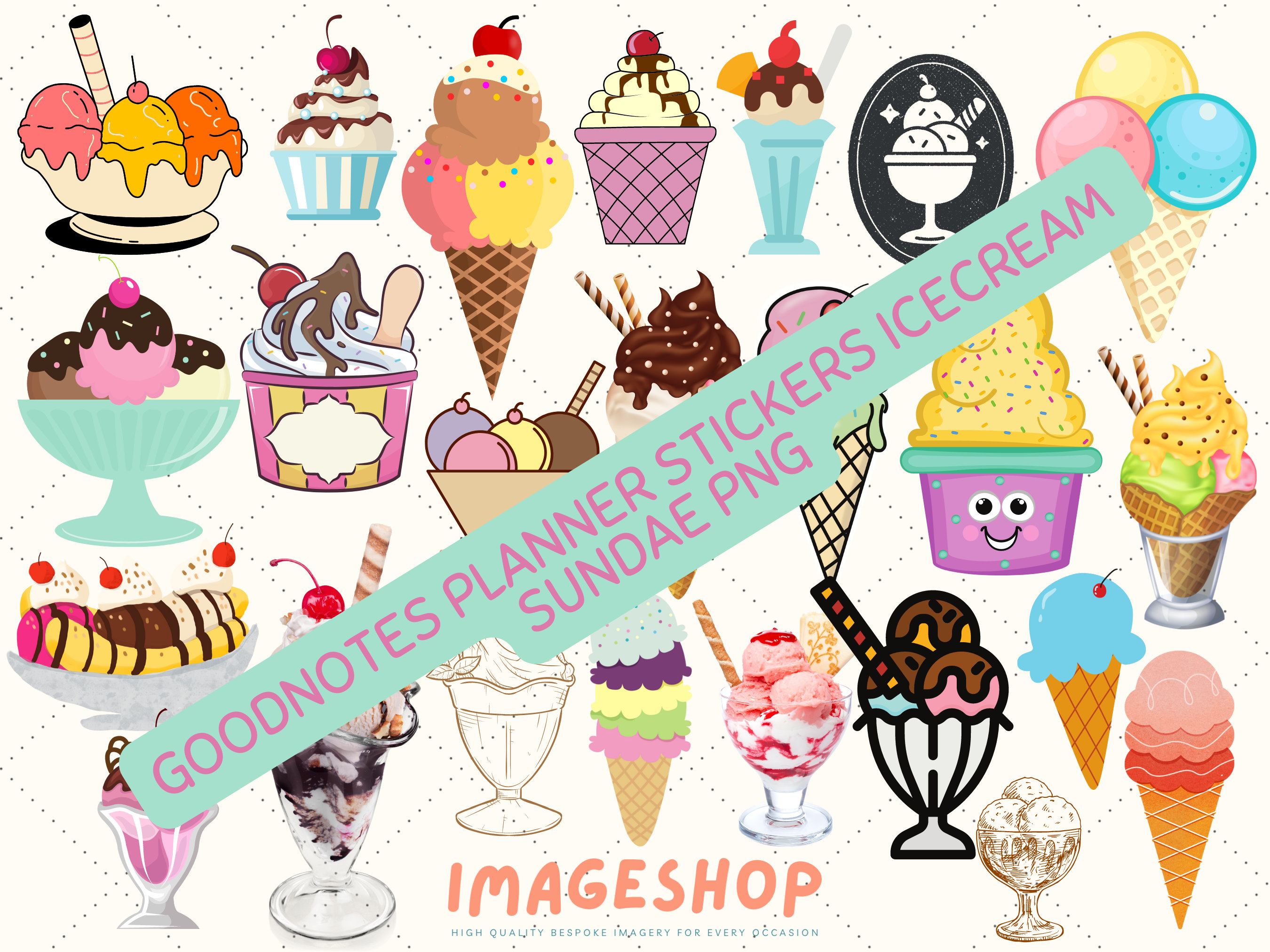 24 Goodnotes Planner Stickers Ice Cream Sundae Planner Stickers Png ...