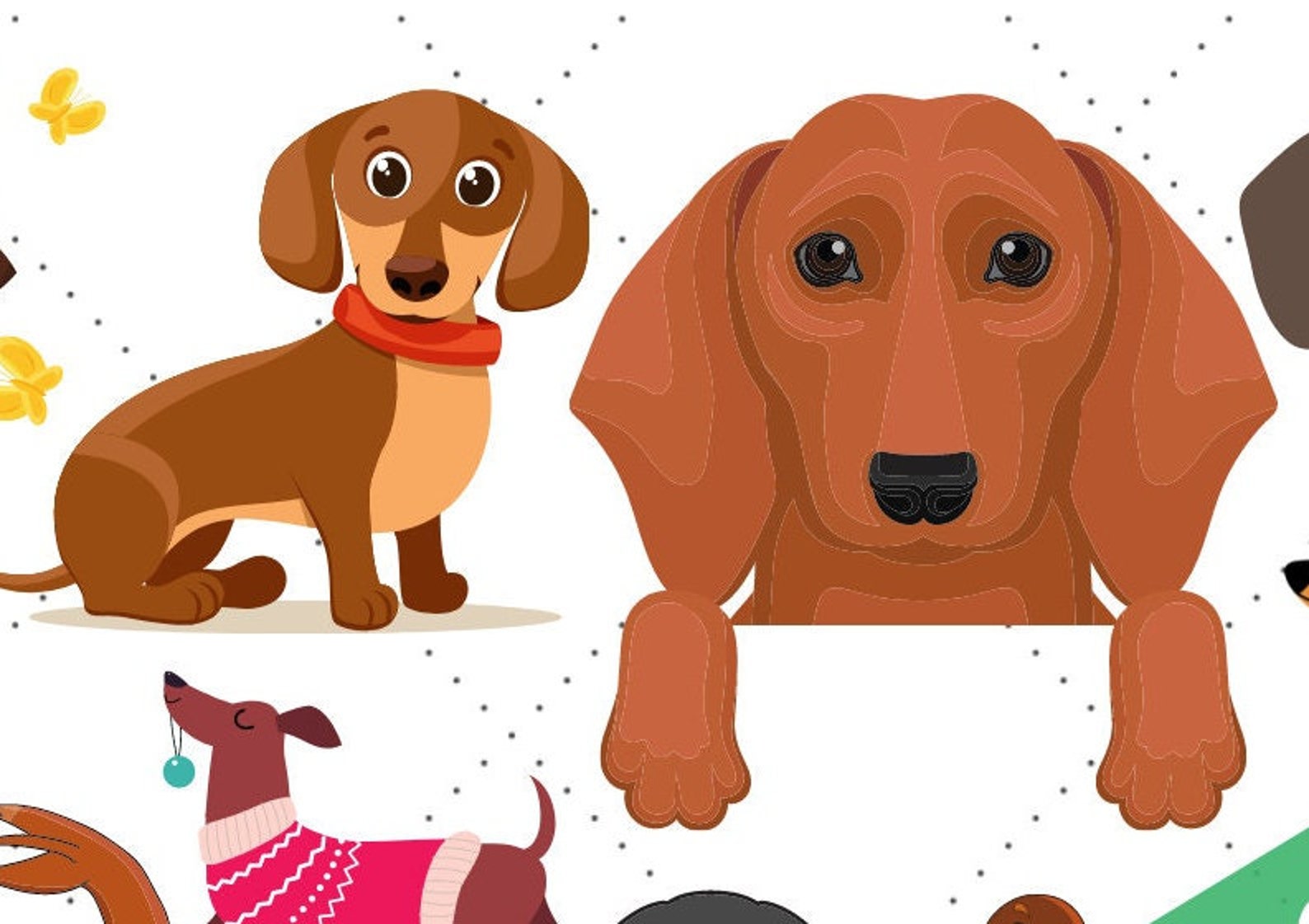 Dachshund Clipart, Cute Sausage Dog Graphics (digital Download) - Etsy ...