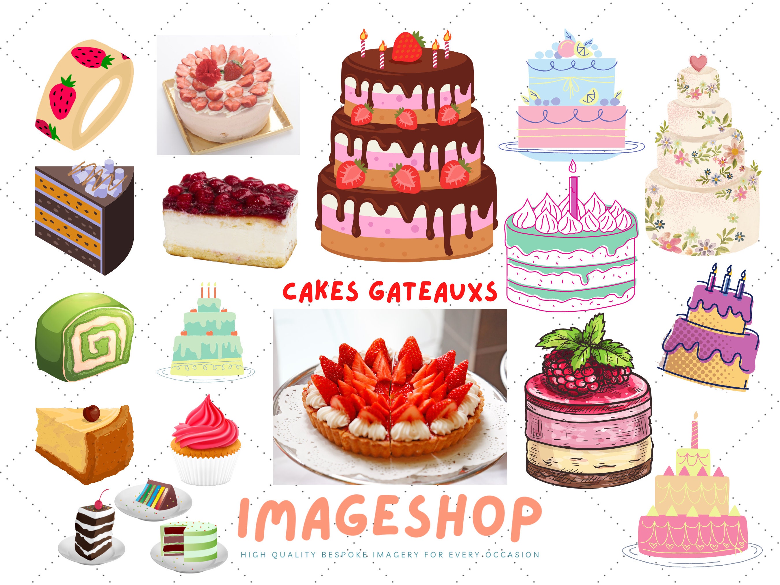 Cakes Gateaux Wedding Cake Birthday Cake Clip Art, Digital Download ...