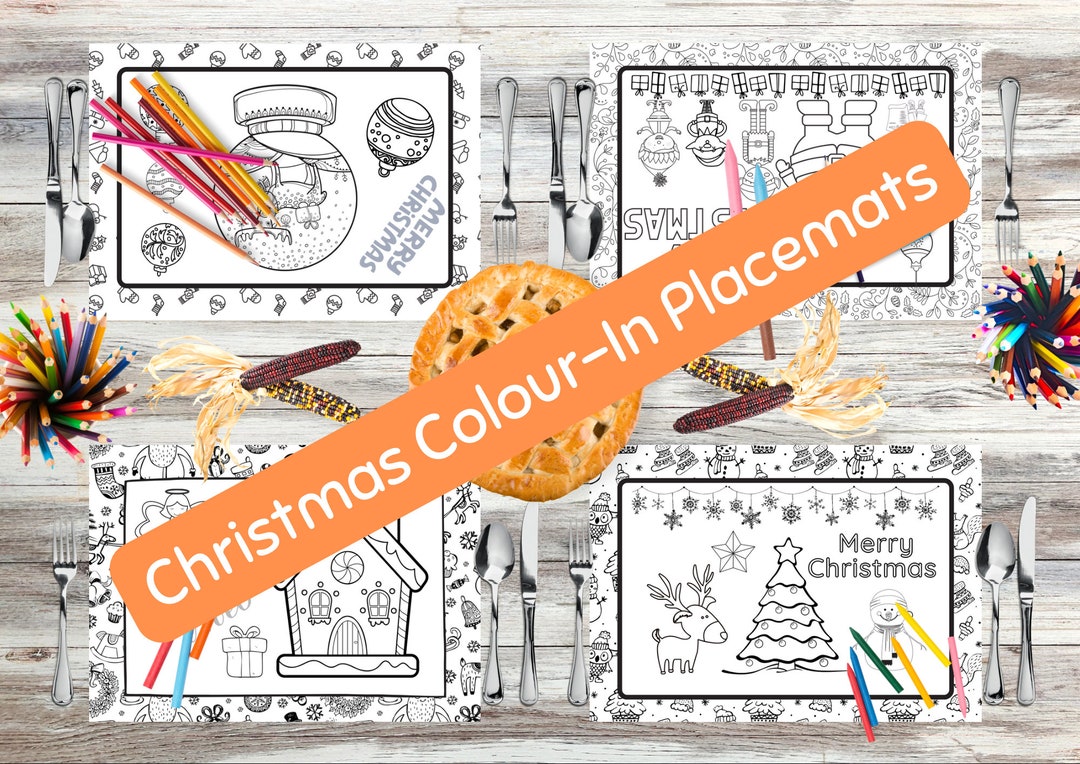 Printable Colouring-in Christmas Placemats 5 Pages 5 Designs - Etsy