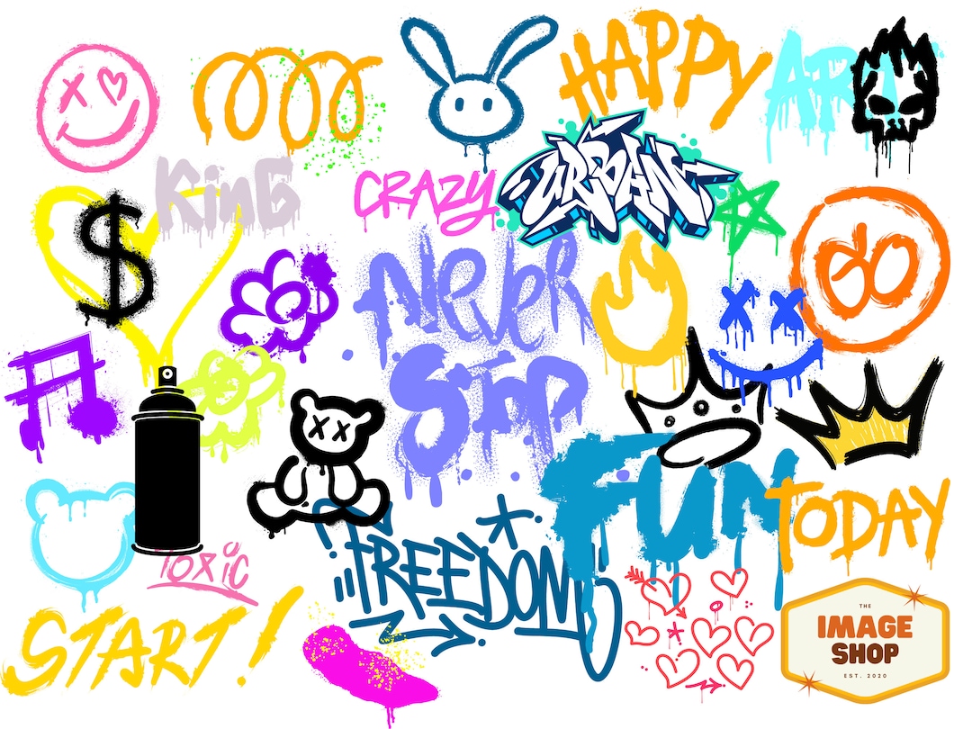 Graffiti Spray Paint Clip Art, Digital Download, Printable Images, PNG ...