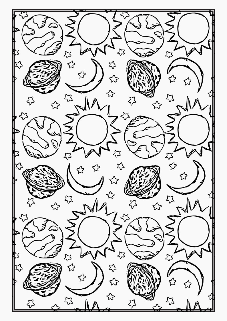Space Colouring Book Printable, Colouring in Outer Space, Spaceman ...