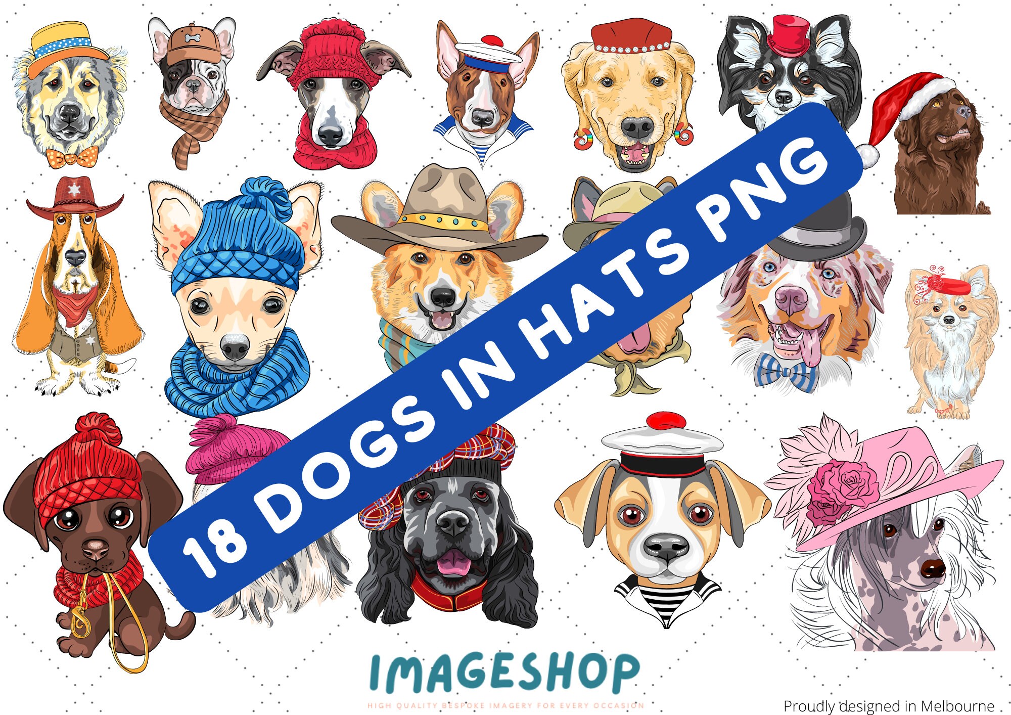 18 Dogs in Hats Collection | Instant Downloads | Sublimation ...