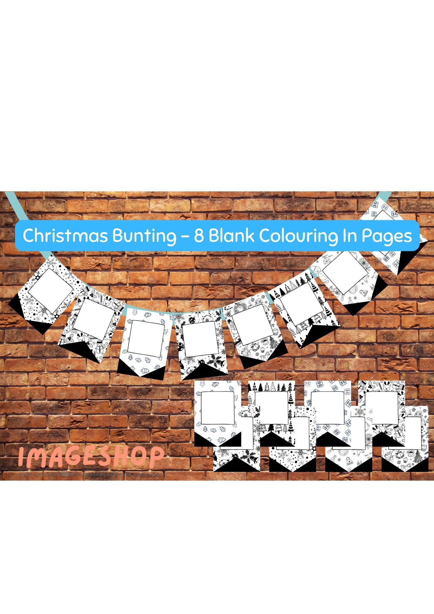 Printable Colouring-in Christmas Bunting 8 Pages Digital - Etsy