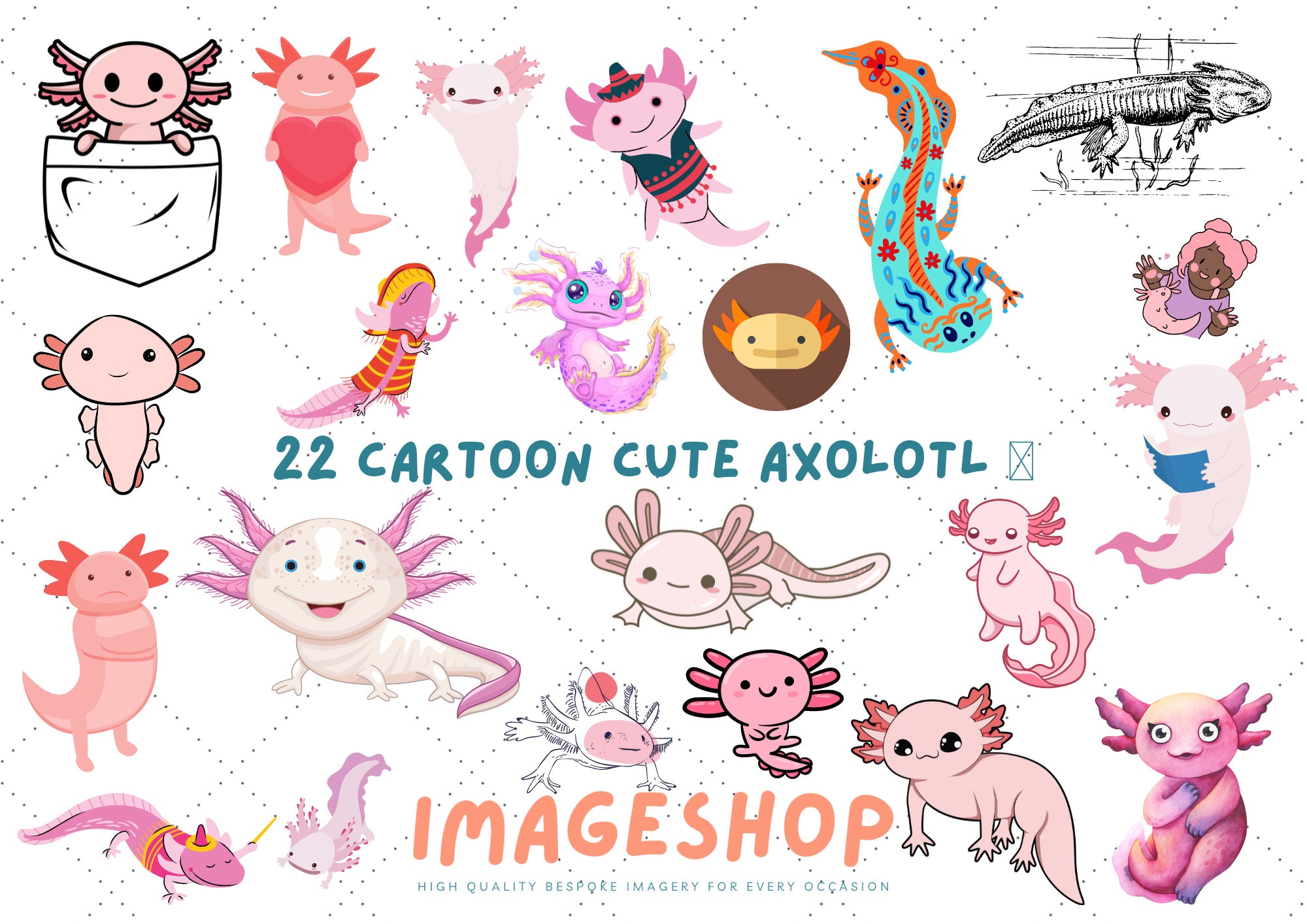22 Axolotl Clip Art, Digital Download, Printable Images, PNG, Images ...