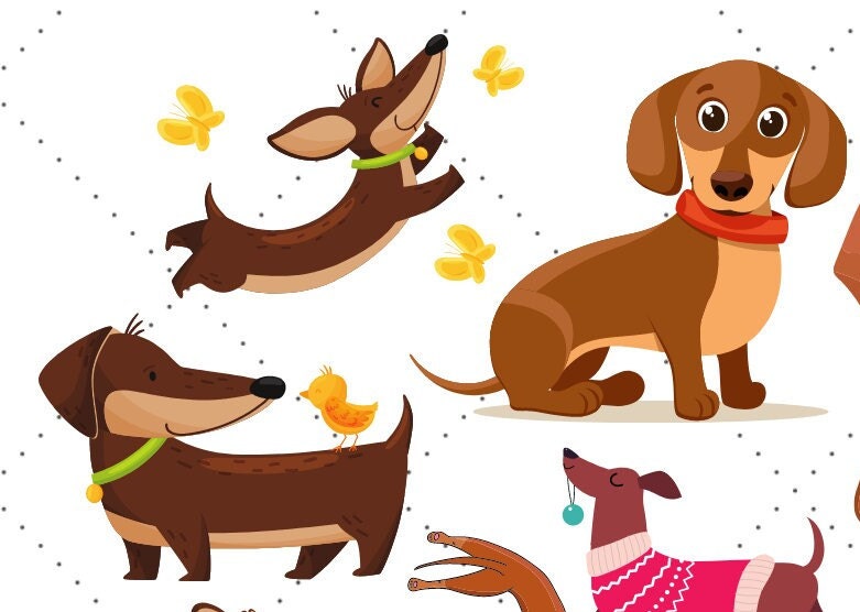 Dachshund Clipart, Cute Sausage Dog Graphics (digital Download) - Etsy ...
