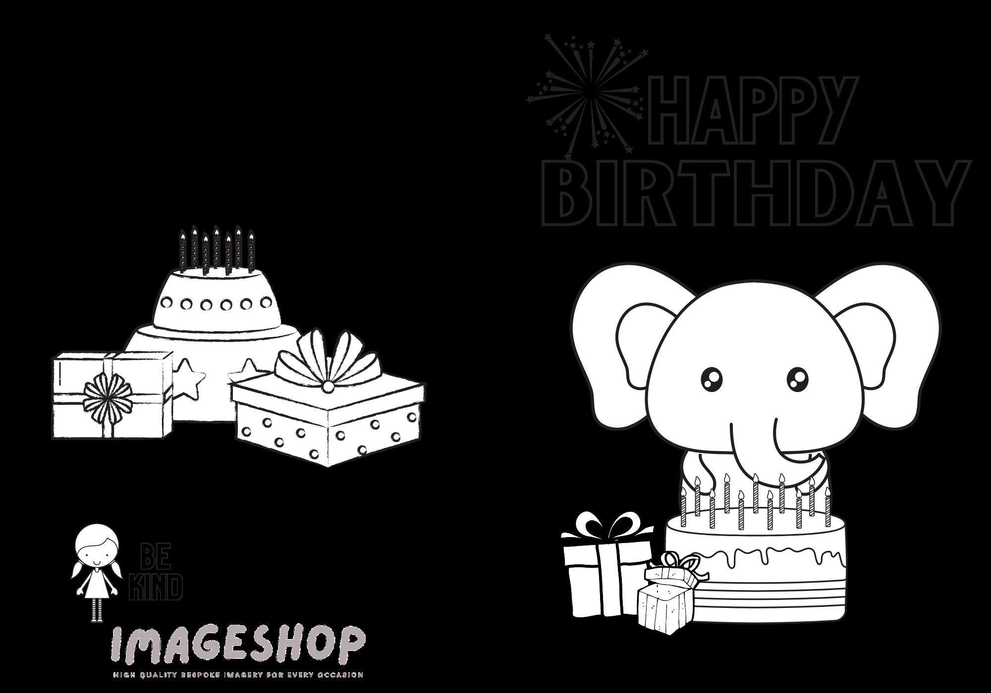 Birthday Card Happy Birthday Colour in Card Instant - Etsy