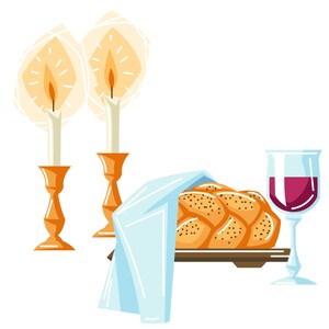 Shabbat Jewish Icons Clip Art, Jewish PNG, Shabbat Celebration, Hebrew ...