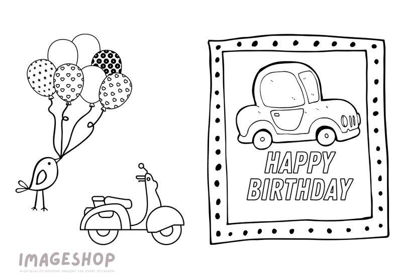 Birthday Card Happy Birthday Colour in Card Instant - Etsy