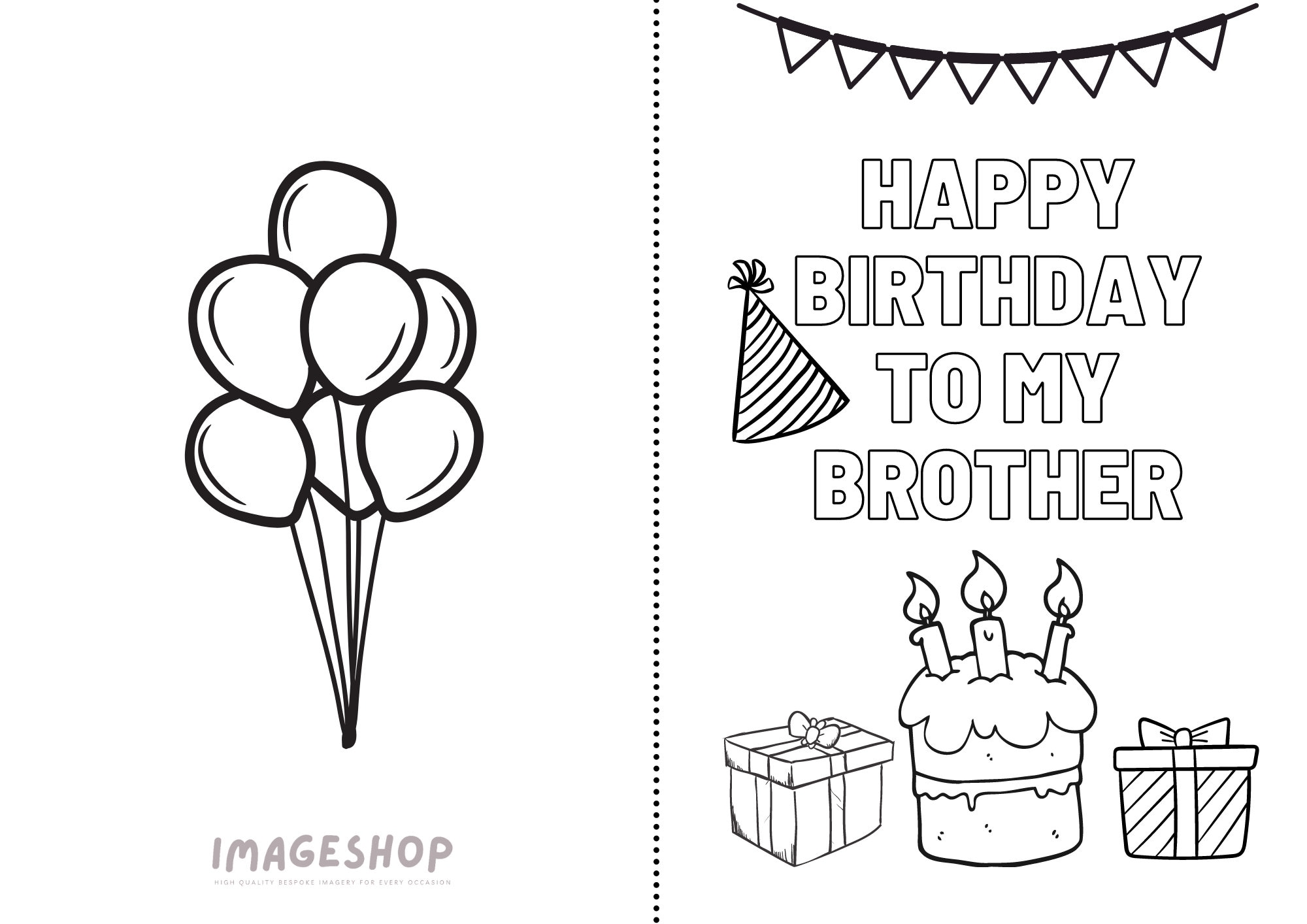Happy Birthday Brother Happy Birthday Card Colouring In Card