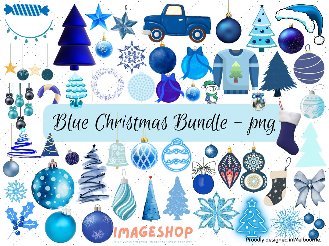 Blue Christmas Clipart, Christmas Png, Clipart Bundle, Christmas Png ...