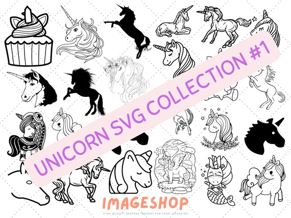 Unicorn Outline Black Line Svg Unicorn Png Clipart PDF - Etsy