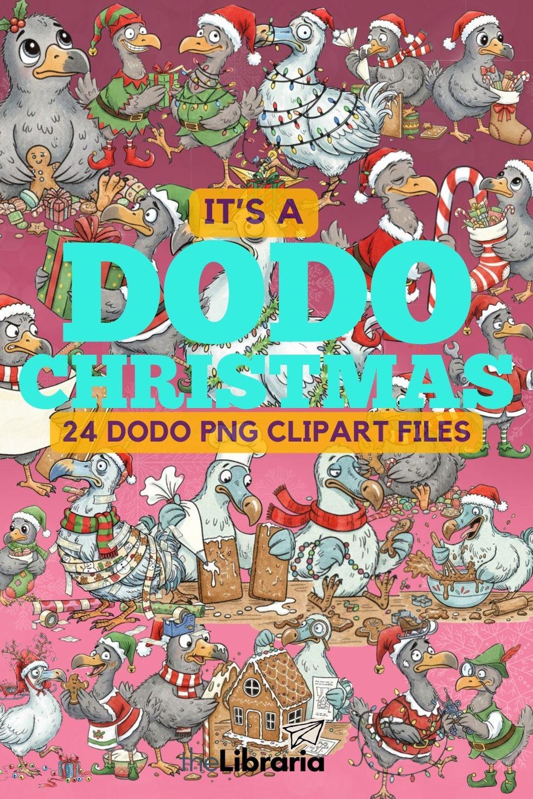 Funny Dodo Bird Christmas Clipart Bundle - Cute Extinct Animal Holiday ...