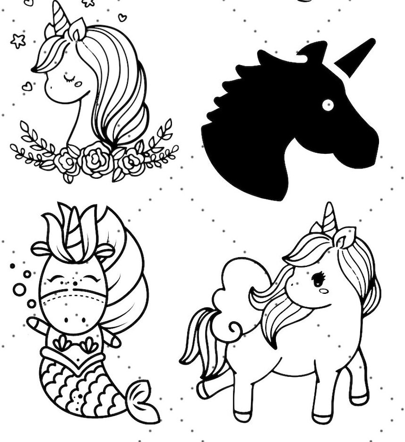 Unicorn Outline Black Line Svg Unicorn Png Clipart PDF, Unicorn Clipart ...