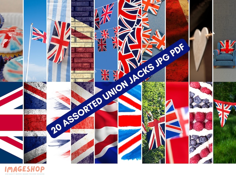 20 Assorted Union Jacks Jpg - English Flag - United Kingdom Flag ...