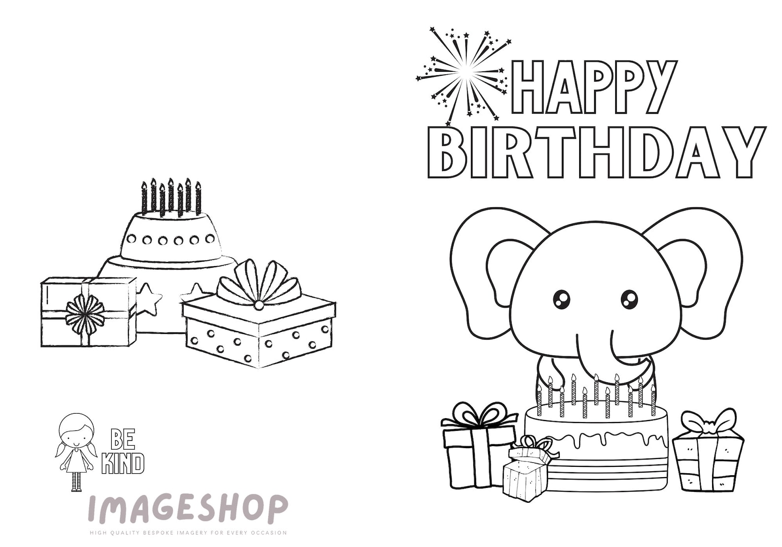 Birthday Card Happy Birthday Colour in Card Instant - Etsy