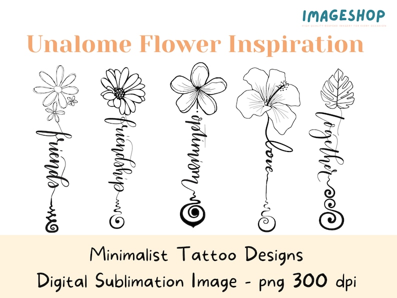 Unalome Flower Tattoo Designs: Minimalist Line Art (digital File) - Etsy