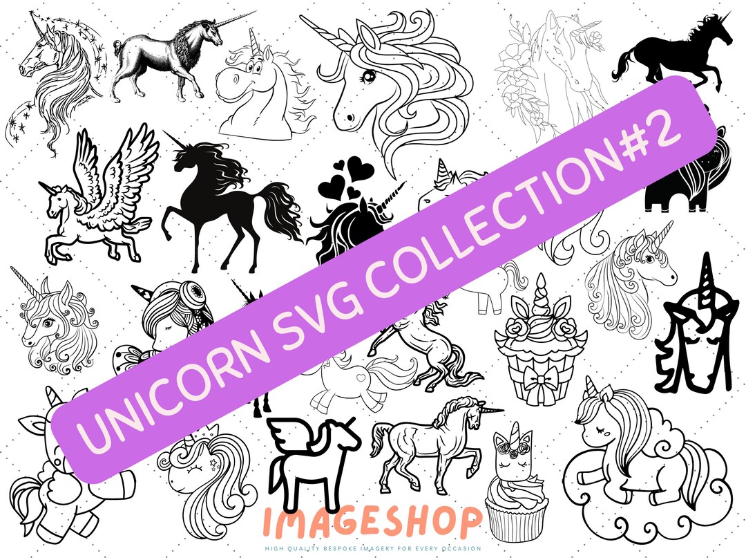 Unicorn Outline Black Line Svg Unicorn Png Clipart PDF, Unicorn Clipart ...